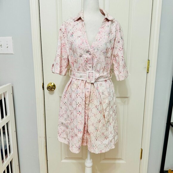 Solitaire | Dresses | Nwot Solitaire Tie Dye Pink Floral Eyelet Barbie ...